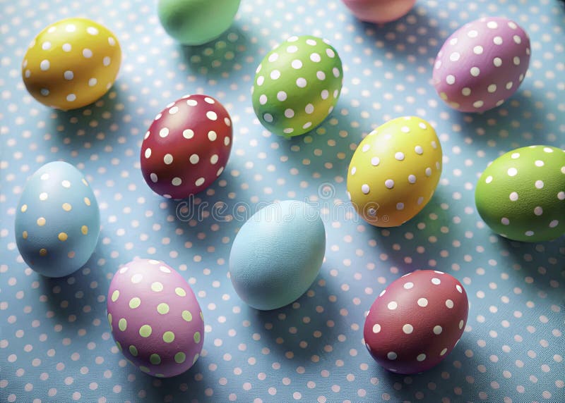 Adorable Pastel Easter Eggs with Polka Dots a TiltShift Photography Delight for a Spring Holiday ...