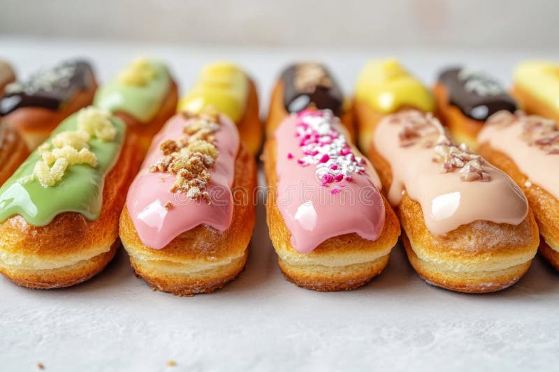 Delight in a Collection of Mini Eclairs Featuring Assorted Flavored ...