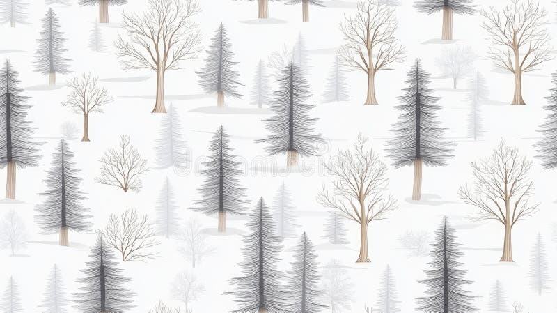 Delight in this Seamless Pattern of White Christmas Trees on a Light ...