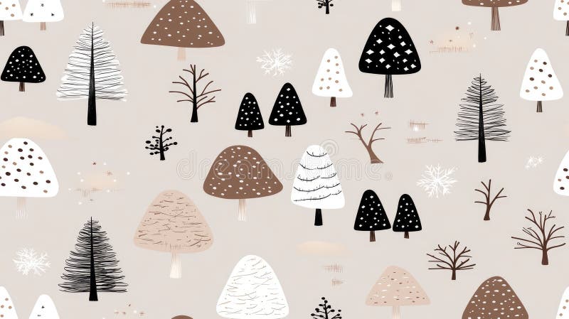 Delight in this Seamless Pattern of White Christmas Trees on a Light ...