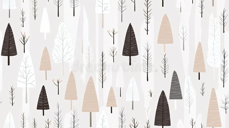 Delight in this Seamless Pattern of White Christmas Trees on a Light ...