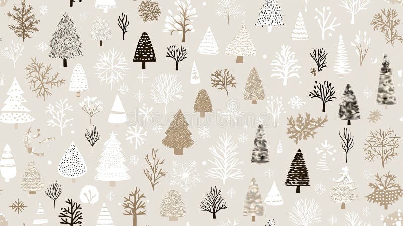 Delight in this Seamless Pattern of White Christmas Trees on a Light ...