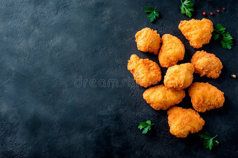 Crispy Fried Chicken Pieces Arranged Artfully on a Textured Surface for ...