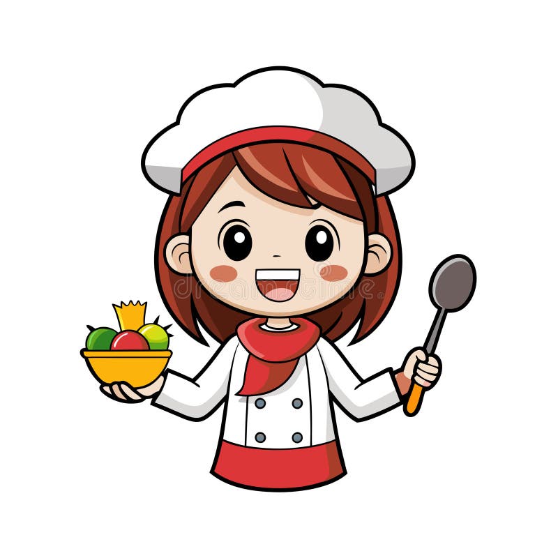 Delighted Cartoon Chef Preparing Yummy Dishes Stock Vector ...