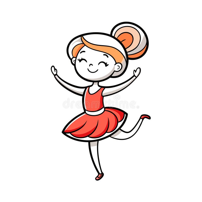 Delighted Cartoon Girl in Dance Pose Stock Vector - Illustration of ...