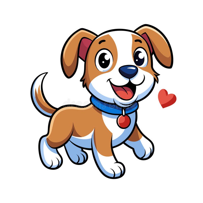 Delighted Cartoon Puppy Exploring Its Surroundings Stock Vector ...