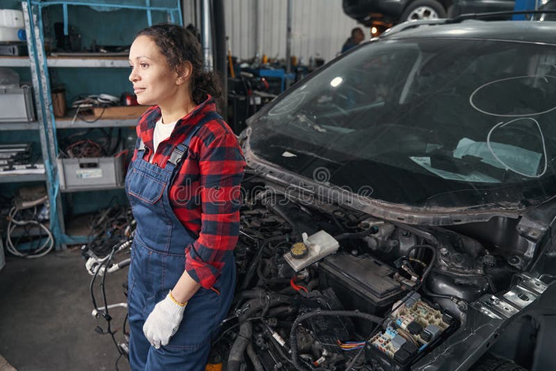 Thoughtful Mechanic Having Time for Break during Workday Stock Photo ...