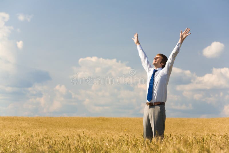 Delighted man stock photo. Image of concept, blue, cloudy - 10726670