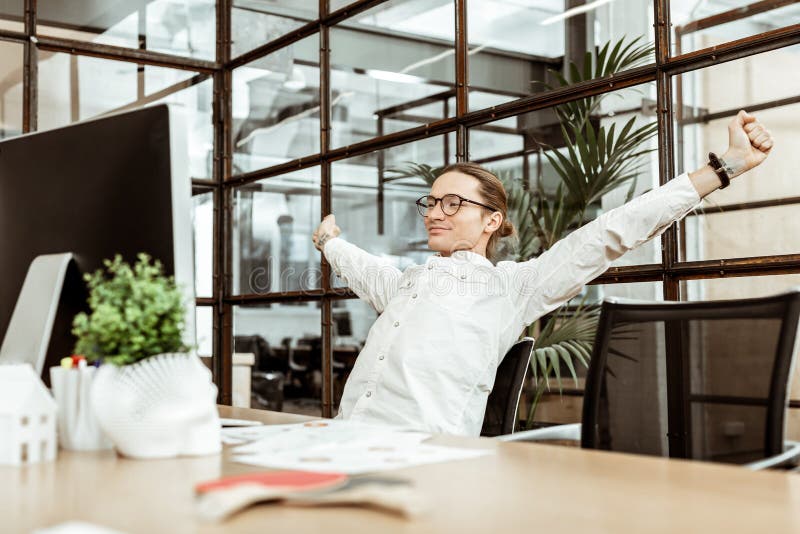 Delighted Nice Man Being in a Good Mood Stock Image - Image of alone ...