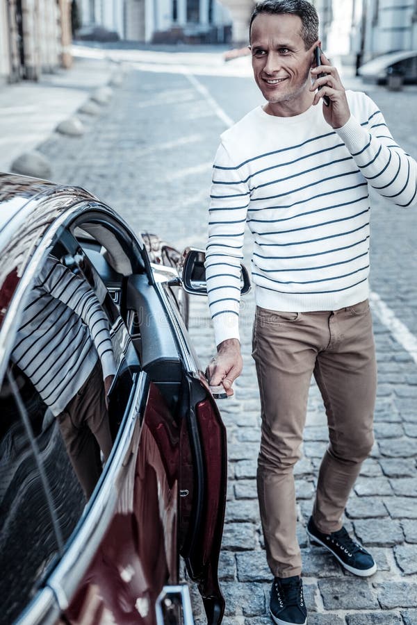 Delighted Nice Man Getting into His Car Stock Image - Image of ...