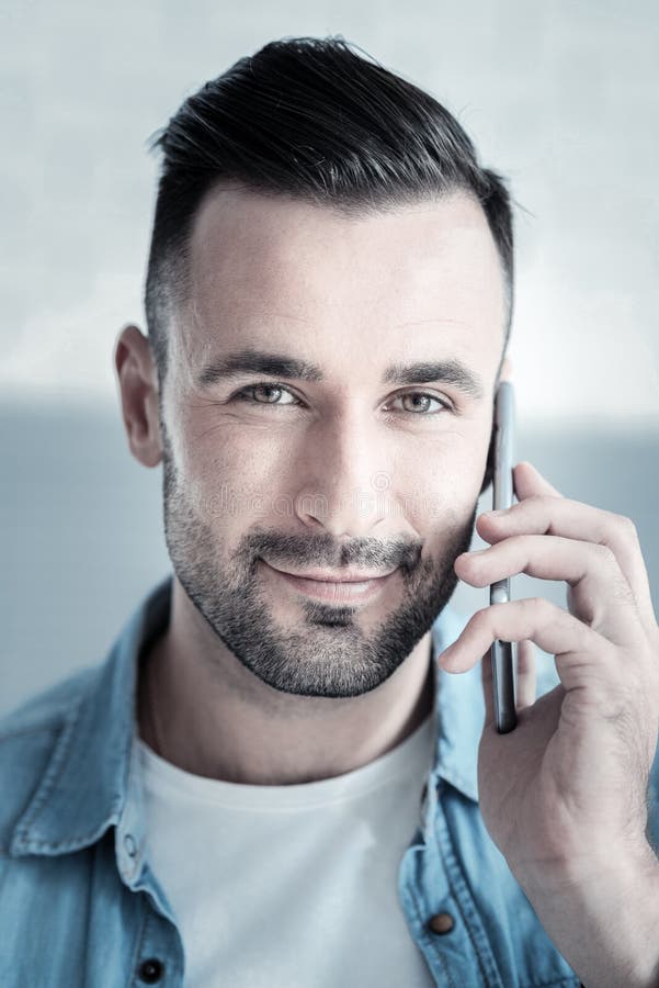 Delighted Nice Man Looking at You Stock Photo - Image of emotional ...