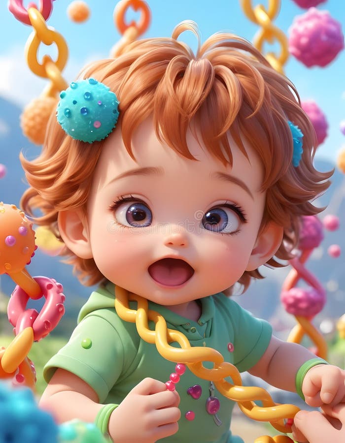 Joyful Toddler Amidst Candy Chains AI Generative Stock Image - Image of ...