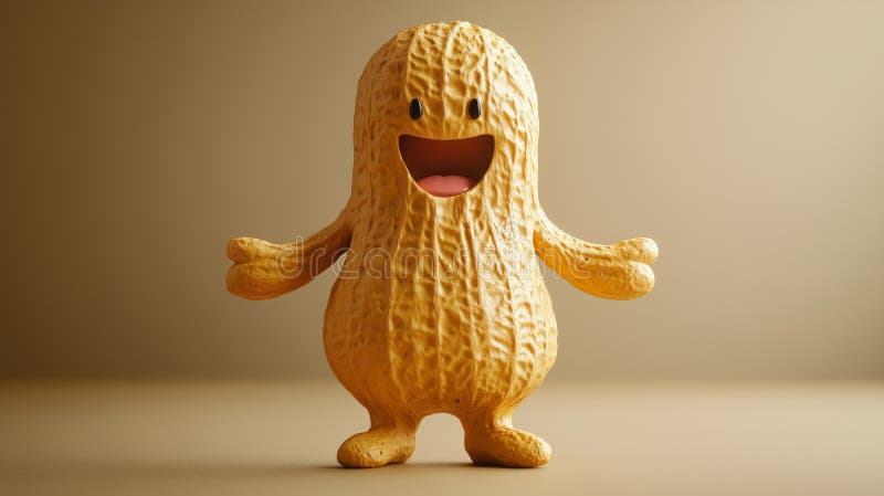 Delightful Animated Peanut Character with a Joyful Smile Stock ...