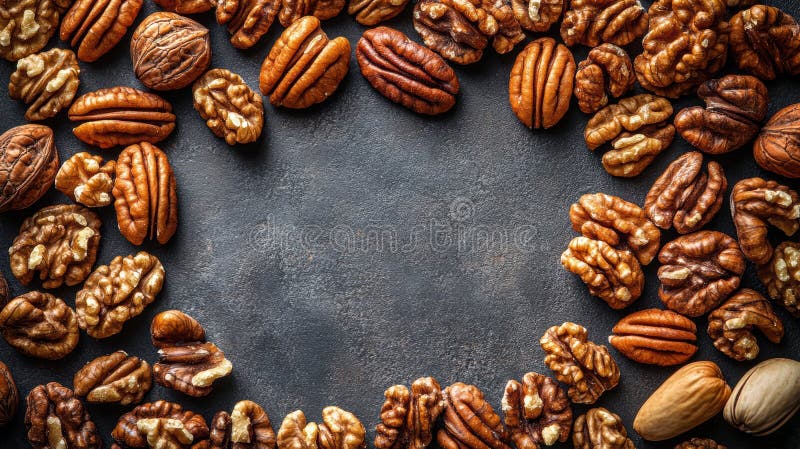 Various Nuts Arranged in a Circular Pattern on a Rustic Surface ...