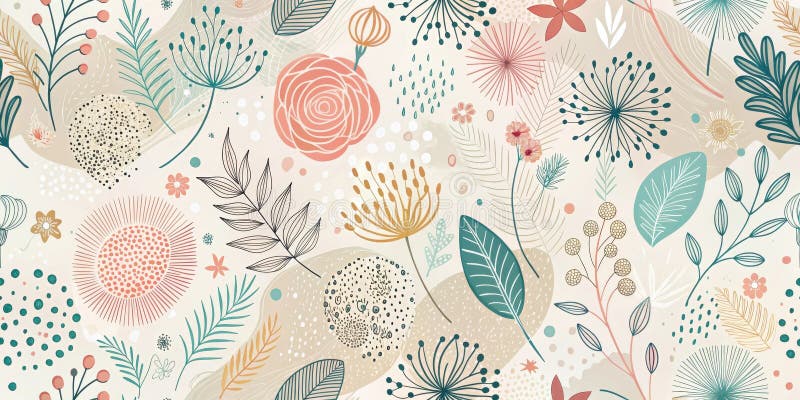 A Delightful Array of Abstract Floral Elements and Organic Shapes in a ...