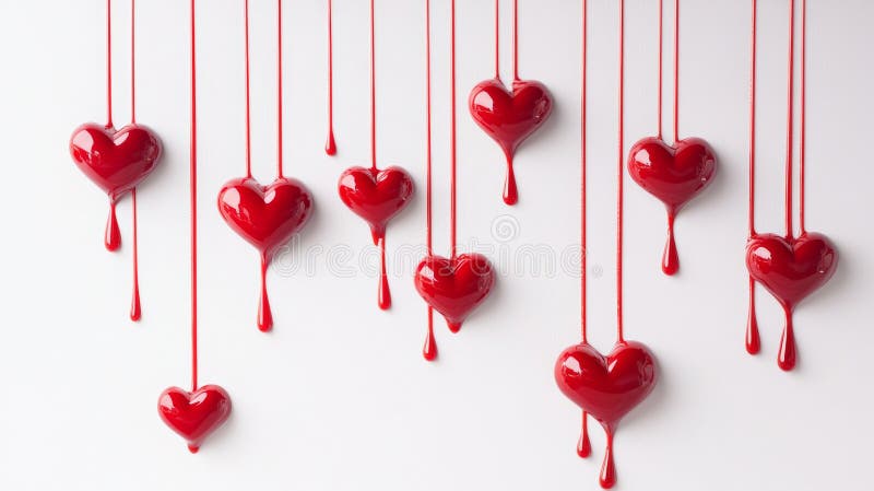 Red Hearts Cascading Down from Above, Creating a Romantic and Festive ...