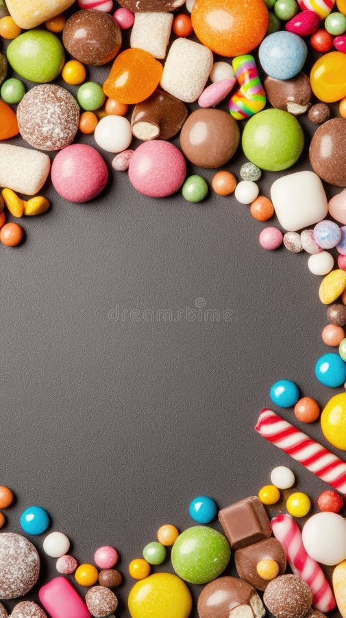 A Delightful Array of Colorful Candies and Lollipops on a Black ...
