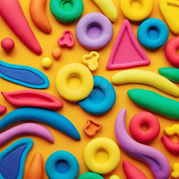 A Delightful Array of Colorful Modeling Clay Shapes Sprawls Across a ...