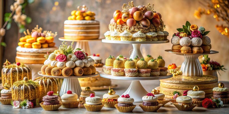 A Delightful Array of Elegantly Decorated Cakes and Pastries ...