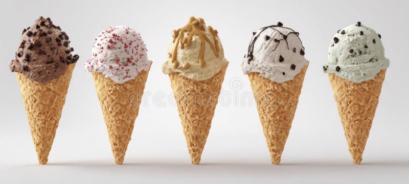 The Delightful Array of Ice Cream Cones Showcasing Vibrant Flavors and ...