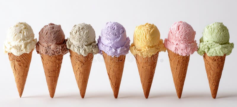 The Delightful Array of Ice Cream Cones in Vibrant Colors and Flavors ...