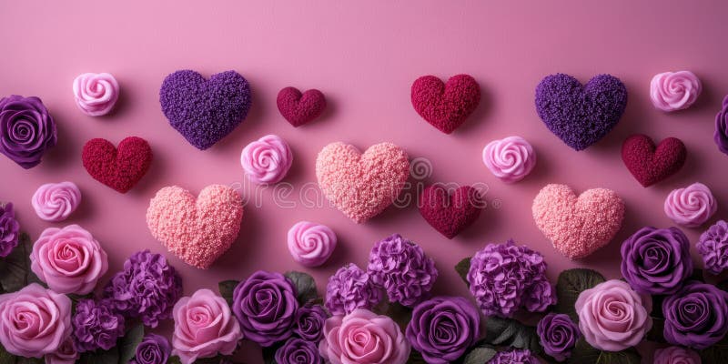 A Delightful Array of Purple and Pink Roses Intertwined with Delicate ...