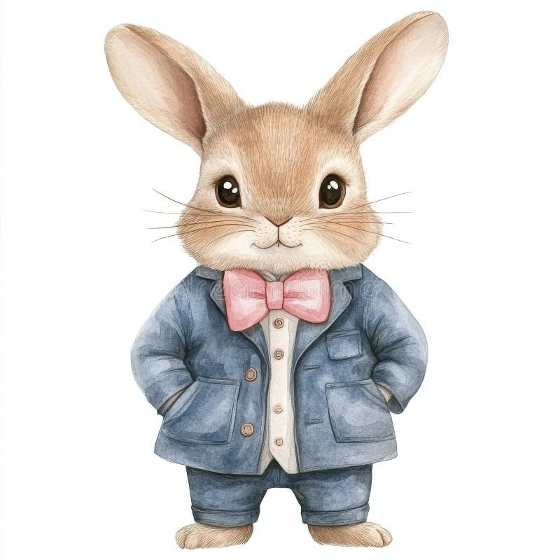 Delightful Assembly of Watercolor Peter Rabbits in Red and Blue Jackets ...