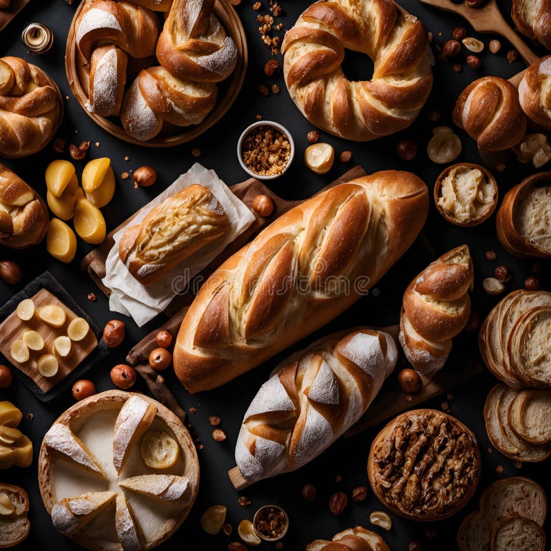 A Delightful Assortment of Breads and Pastries Stock Illustration ...