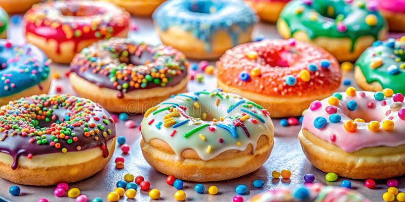 A Delightful Assortment of Colorful Donuts, Generously Adorned with ...