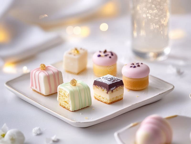 A Delightful Assortment of Colorful Mini Pastries Arranged on a Plate ...