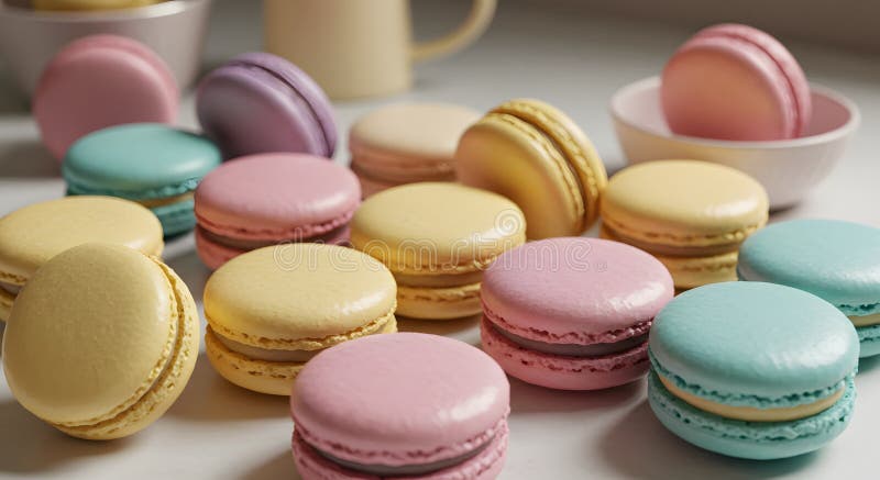 A Delightful Assortment of Pastel Macarons Stock Illustration ...