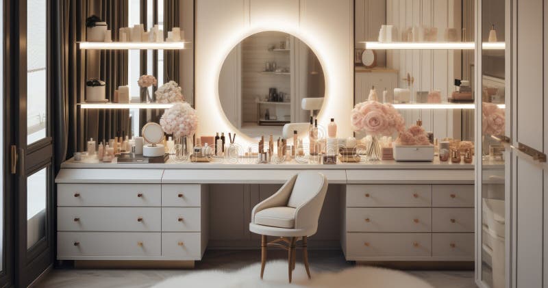 A Delightful Beauty Table for Personal Indulgence. Generative AI Stock ...