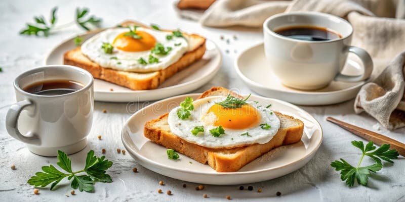 A Delightful Breakfast Featuring Fried Eggs on Toasted Bread ...