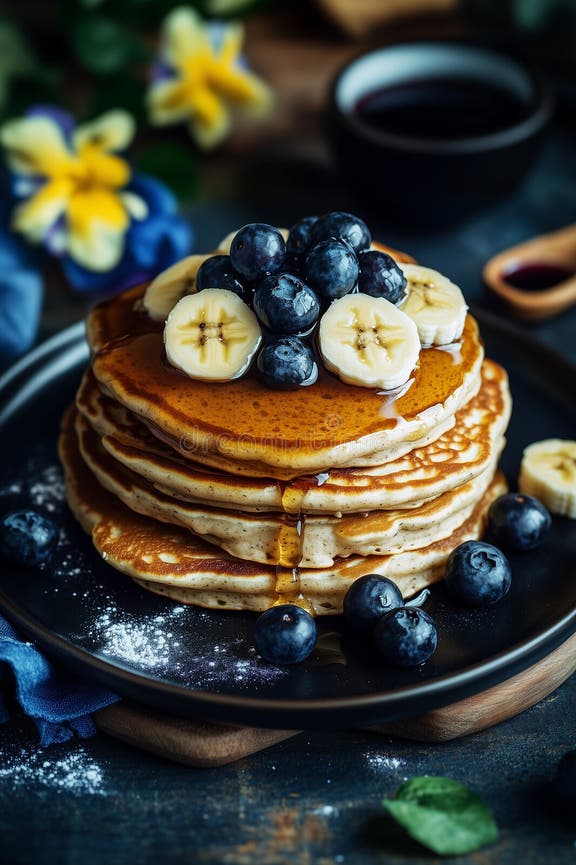 A Delightful Breakfast Scene Featuring a Stack of Fluffy Pancakes ...