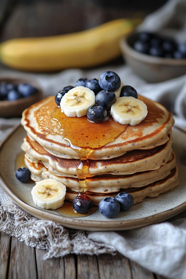A Delightful Breakfast Scene Featuring a Stack of Fluffy Pancakes ...