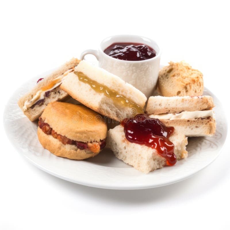 Delightful British Afternoon Tea with Scones and Sandwiches on a Plate ...