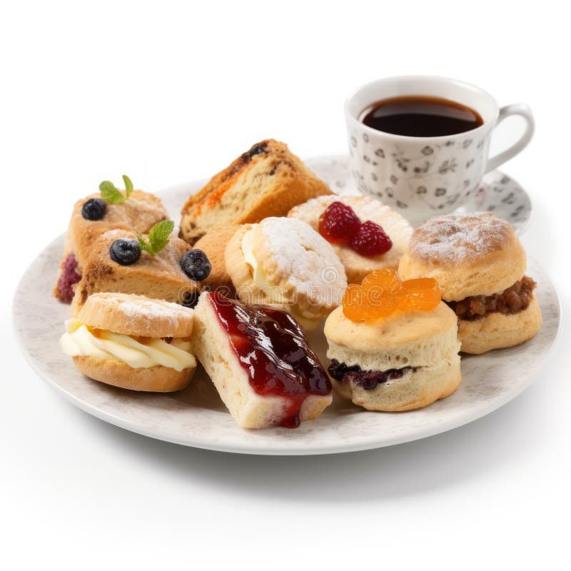 Delightful British Afternoon Tea with Scones and Sandwiches on a Plate ...