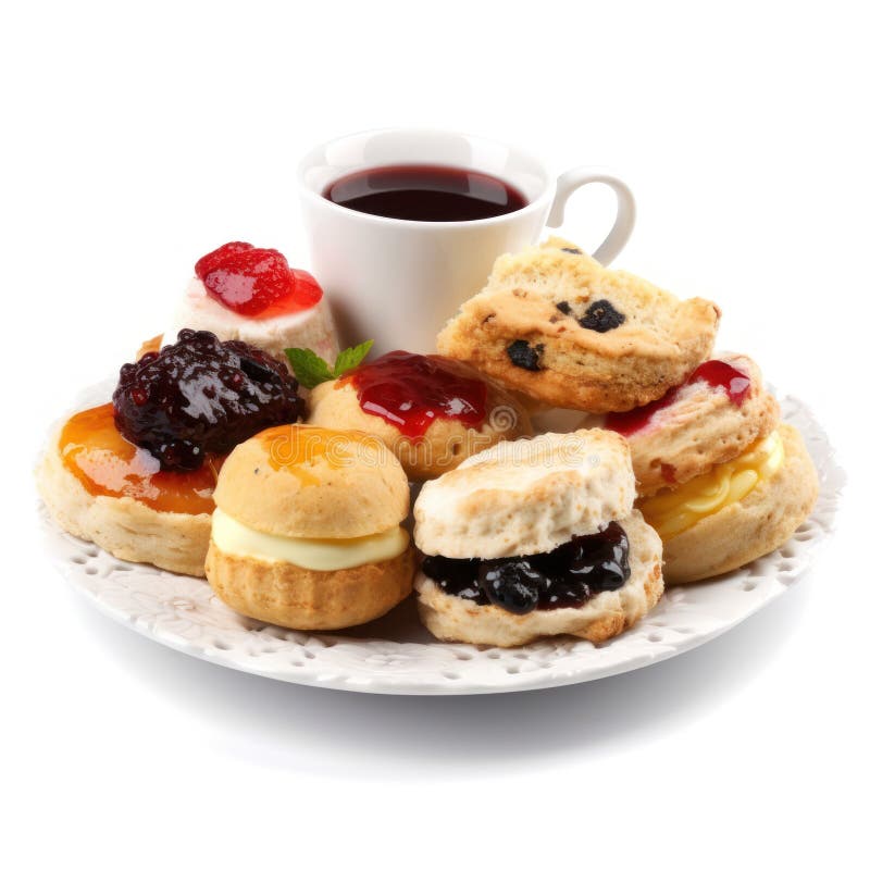 Delightful British Afternoon Tea with Scones and Sandwiches on a Plate ...