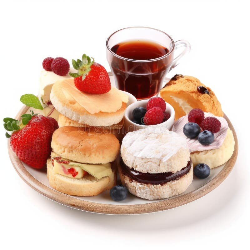 Delightful British Afternoon Tea with Scones and Sandwiches on a Plate ...