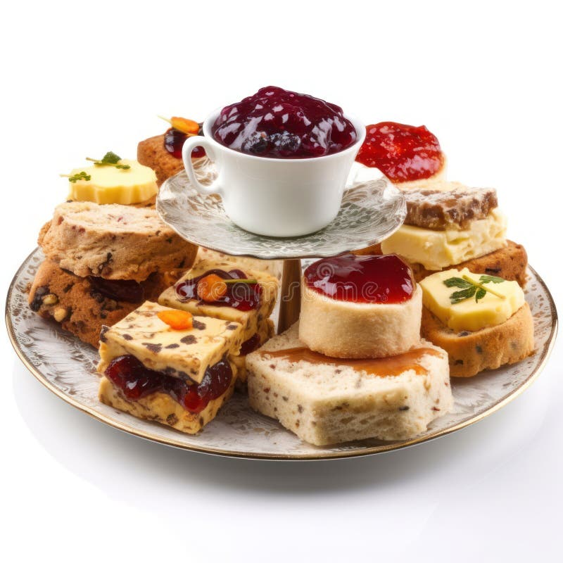 Delightful British Afternoon Tea with Scones and Sandwiches on a Plate ...