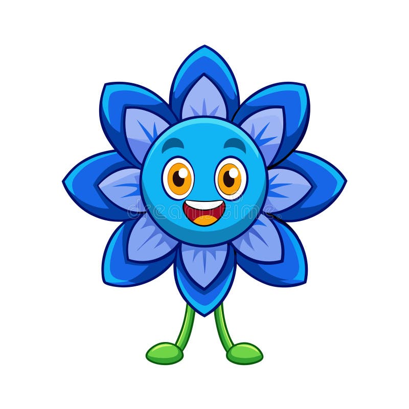 Delightful Cartoon Borage Flower Character Design Stock Illustrations ...