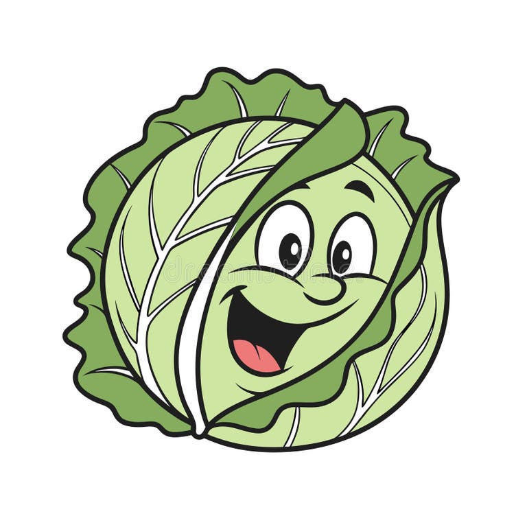 Delightful Cartoon Cabbage Character Design Stock Vector - Illustration ...