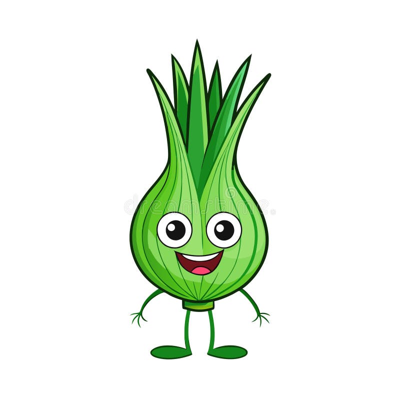 Delightful Cartoon Chive Character Design Stock Vector - Illustration ...