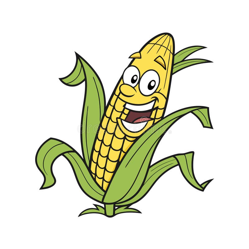 Delightful Cartoon Corn Character Design Stock Vector - Illustration of ...
