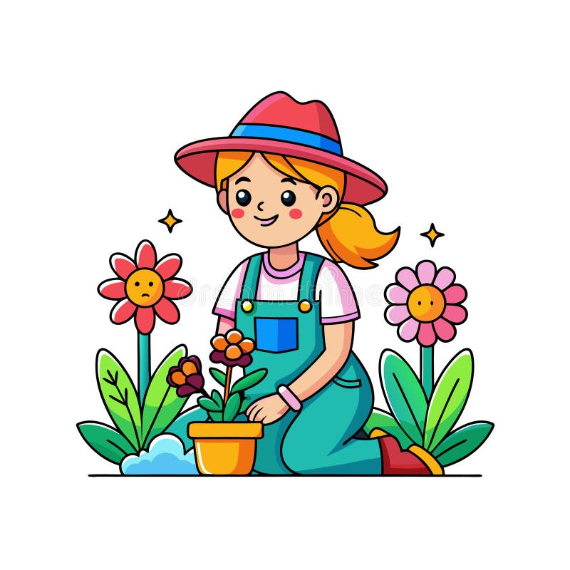 Delightful Cartoon Gardener Character Stock Vector - Illustration of ...