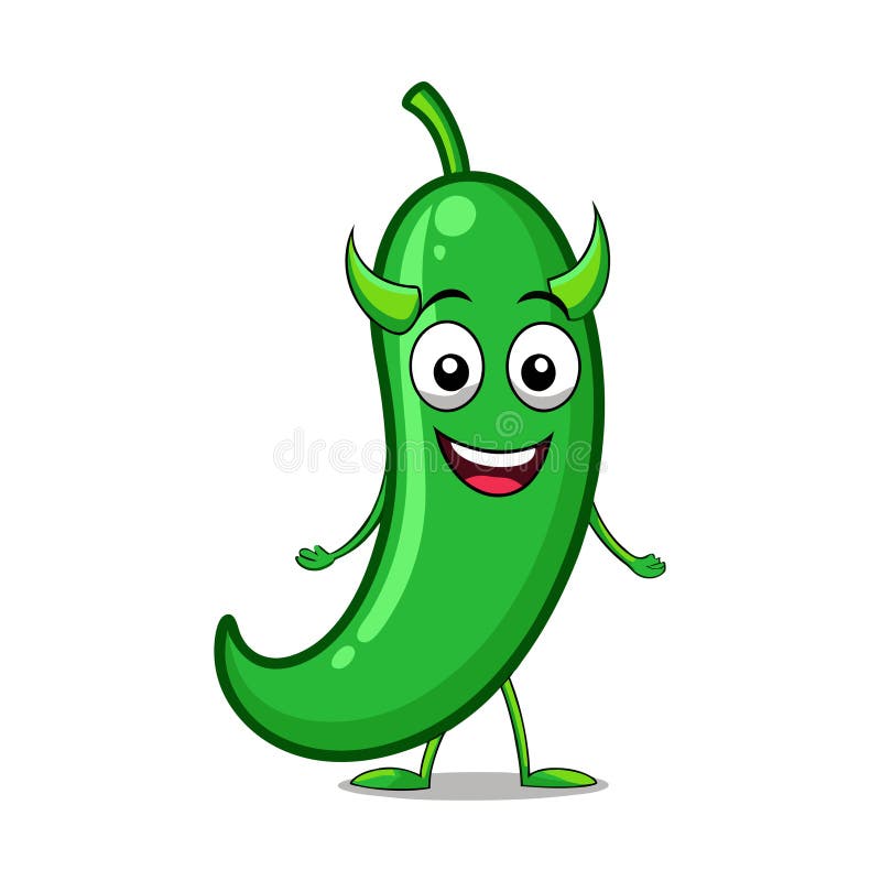 Delightful Cartoon Green Chile Character Stock Illustrations – 2 ...