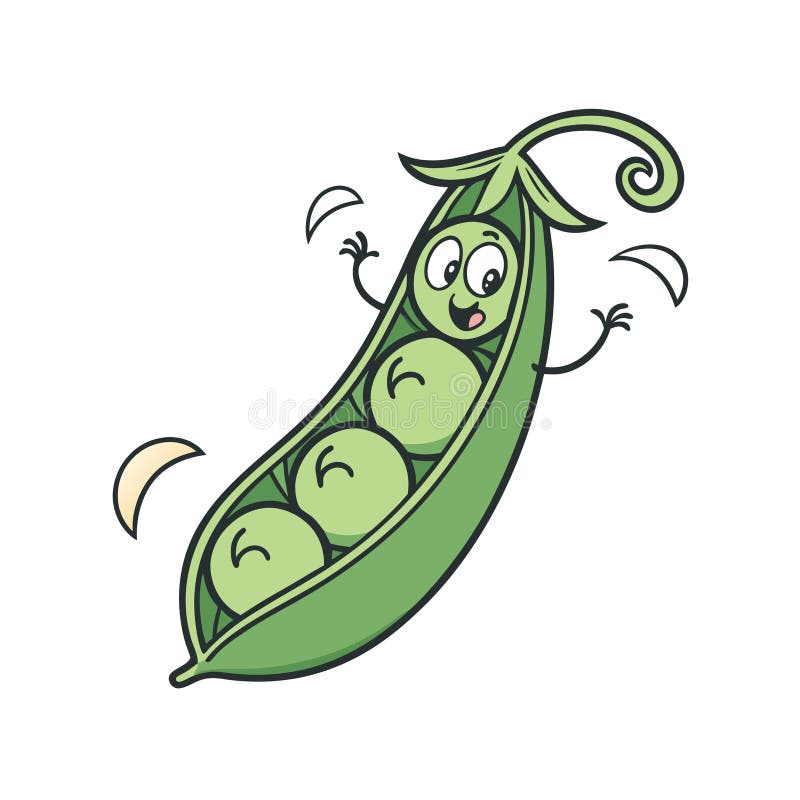 Delightful Cartoon Pea Pod Character Design Stock Vector - Illustration ...