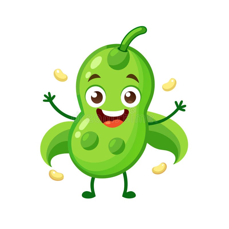 Delightful Cartoon Soybean Pod Character Stock Vector - Illustration of ...
