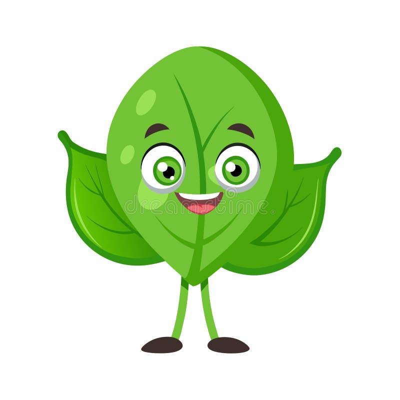 Delightful Cartoon Spinach Leaf Character Design Stock Vector ...