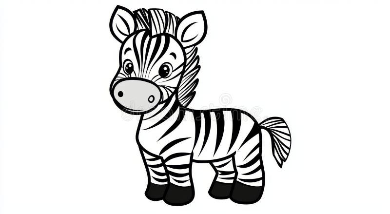Delightful Cartoon Zebra Image with Outline and Color Options Stock ...